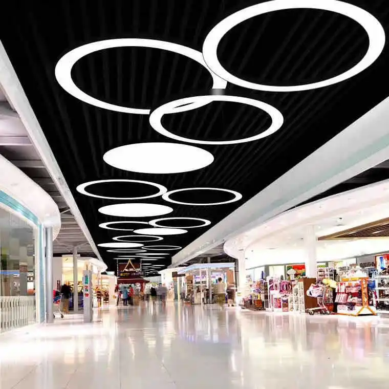 Modern Office Hotel Lobby Supermarket Dimmable Round Ring Circular Lamp ...