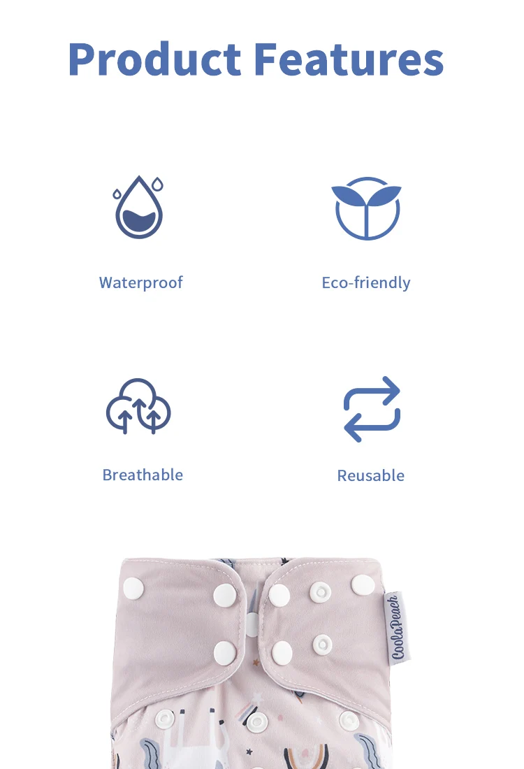 Coola Peach Reusable Pocket Cloth Diaper Waterproof Customized Recycled ...
