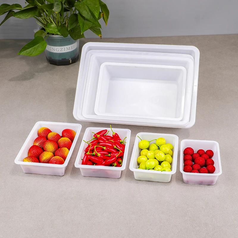 White Rectangular Plastic Storage Tray Fruit And Vegetable Uncovered ...