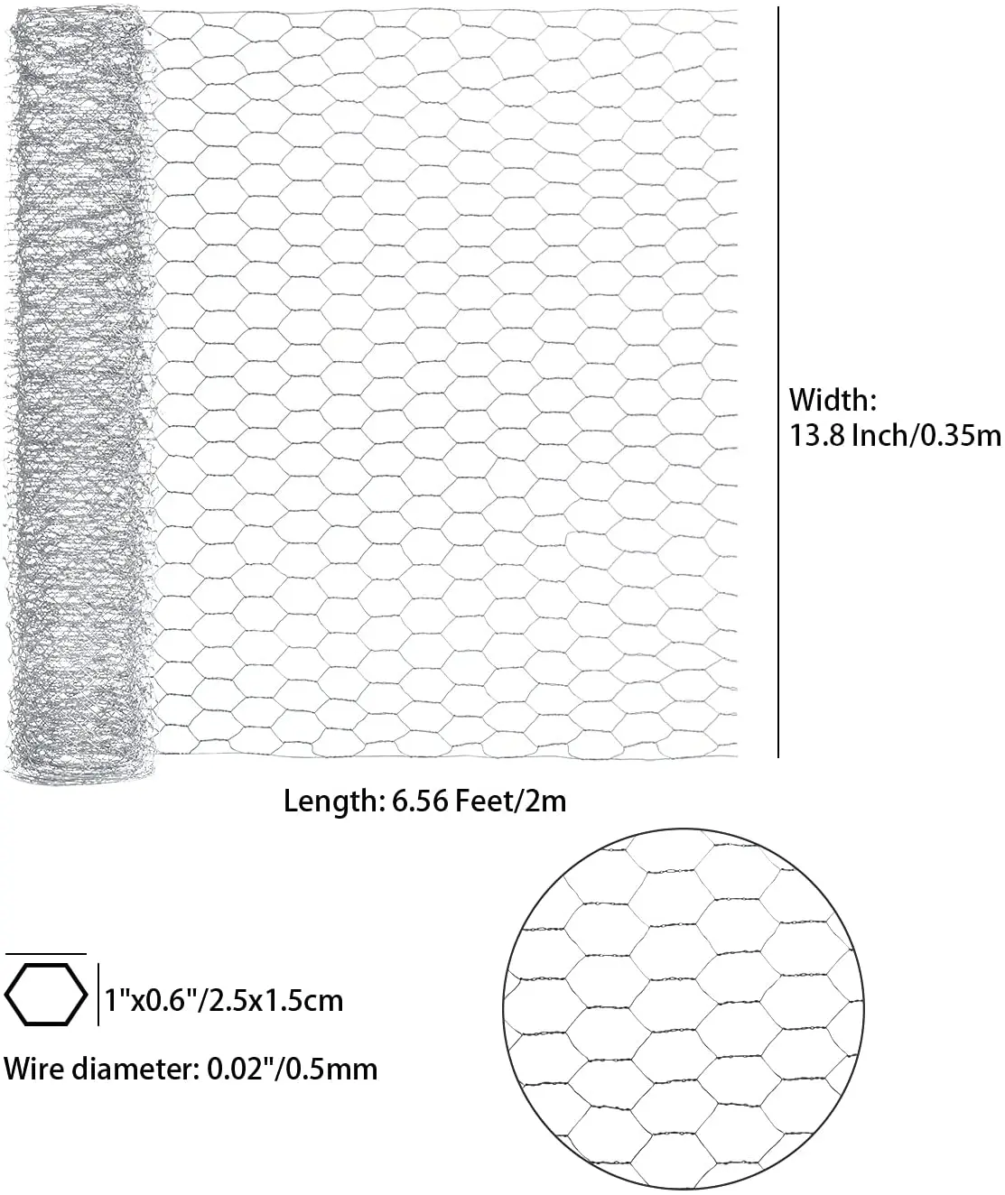 Hexagonal Chicken Crafting Wire Mesh - Galvanized Metal