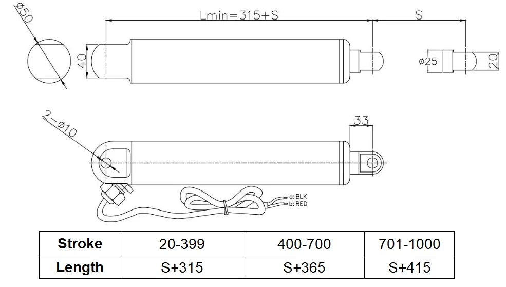 In-line Type 50-1000mm Tubular Electric Actuator With Limit Switch And ...