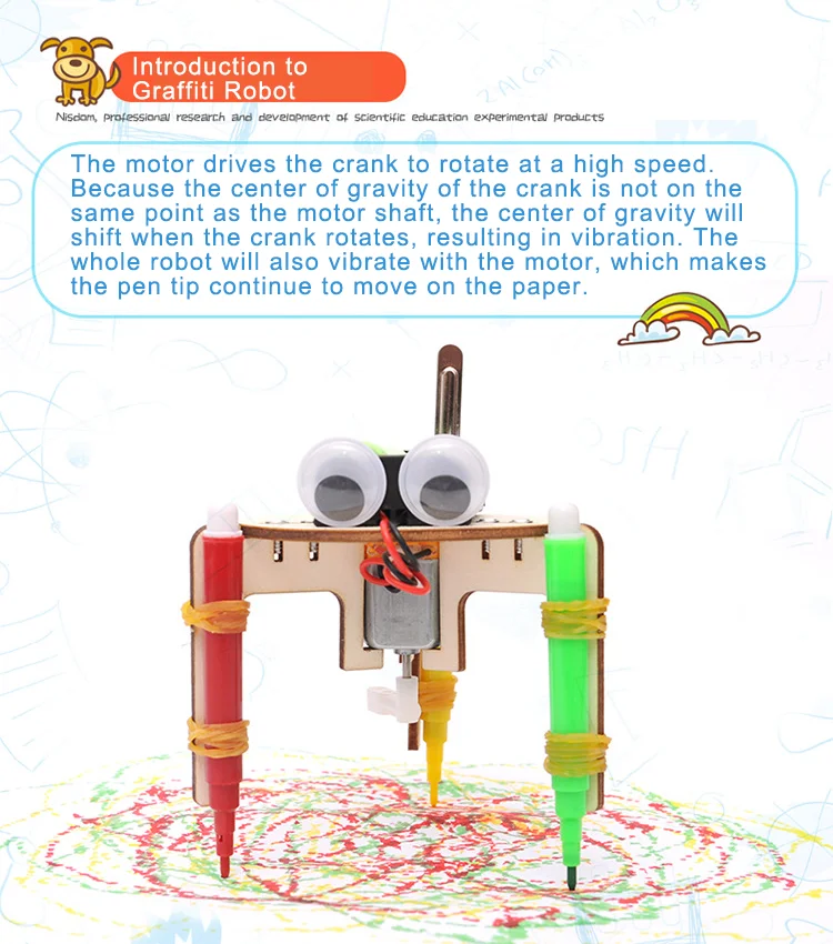 Small Inventions Educational Electric Doodle Robot Model Kits Science ...