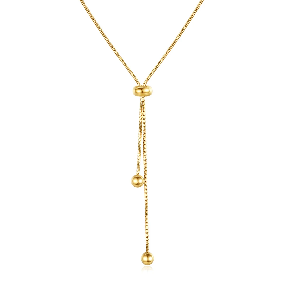 Simple Gold Hand Pull Necklace 18K Gold Plated Snake Soft Chain ...