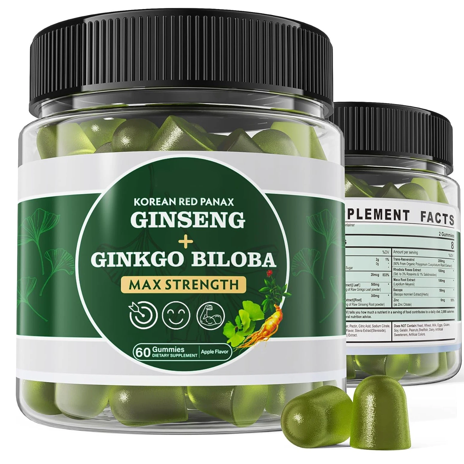 BIOCRICH Ginseng Gummies Capsule with Korean Red Panax and Ginkgo ...