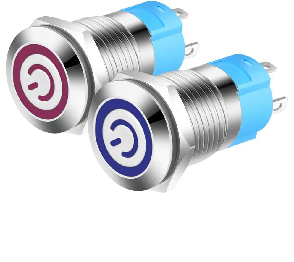 12mm 12V 3A LED Latching Metal Push Button Switch for Auto car marine ...