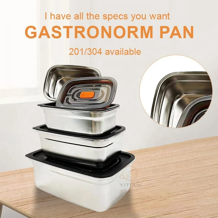 Yitian 201 314 Stainless Steel Gn Pan Rectangle Gastronom Pans Ice ...