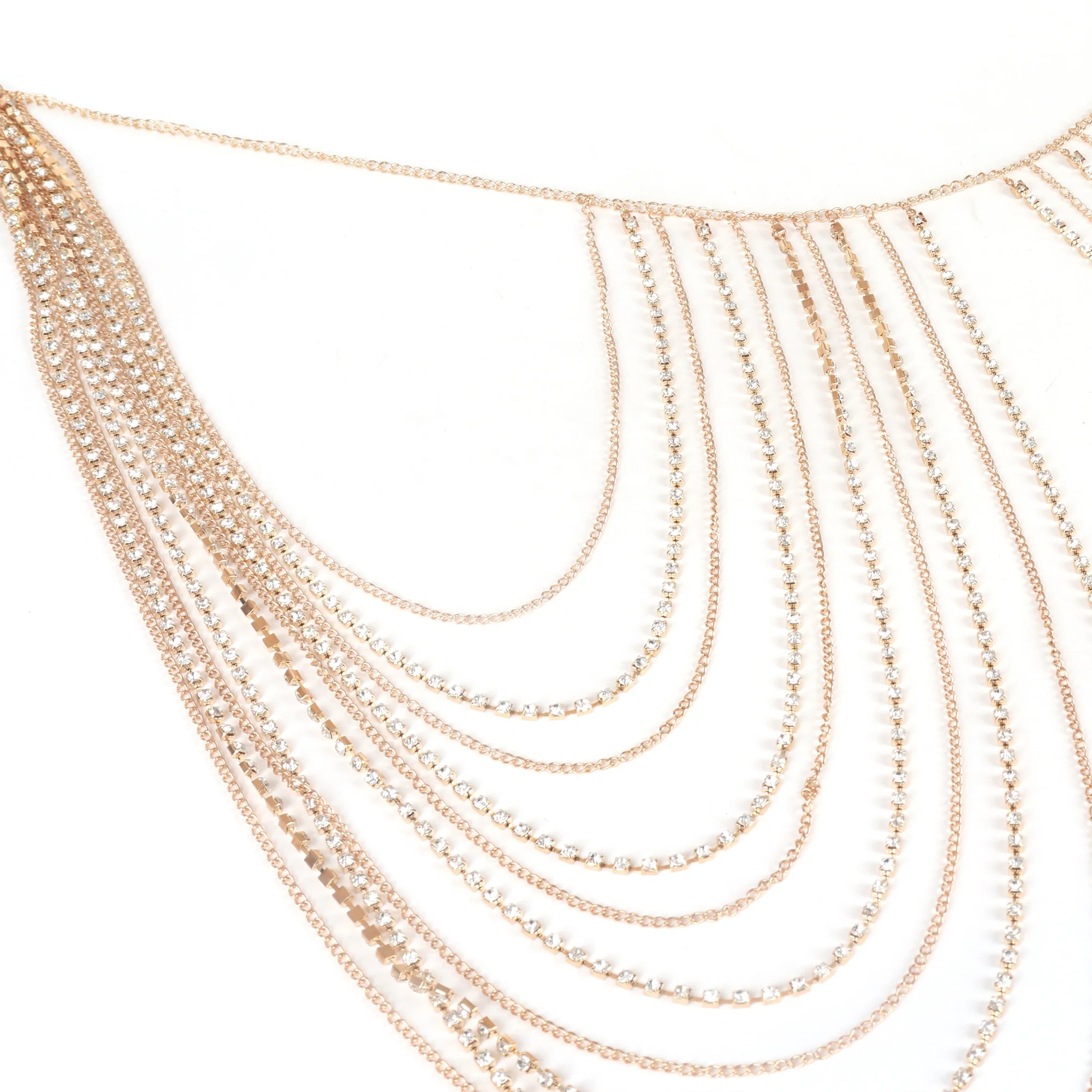 Fashion Rhinestone Long Tassel Body Chain Jewelry For Women Party Club