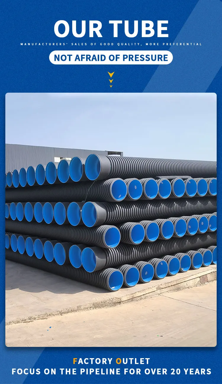 Underground Drainage Sn8 Double Wall Corrugated Pipe 200 500 600 800 1200mm - Buy Hdpe Double ...