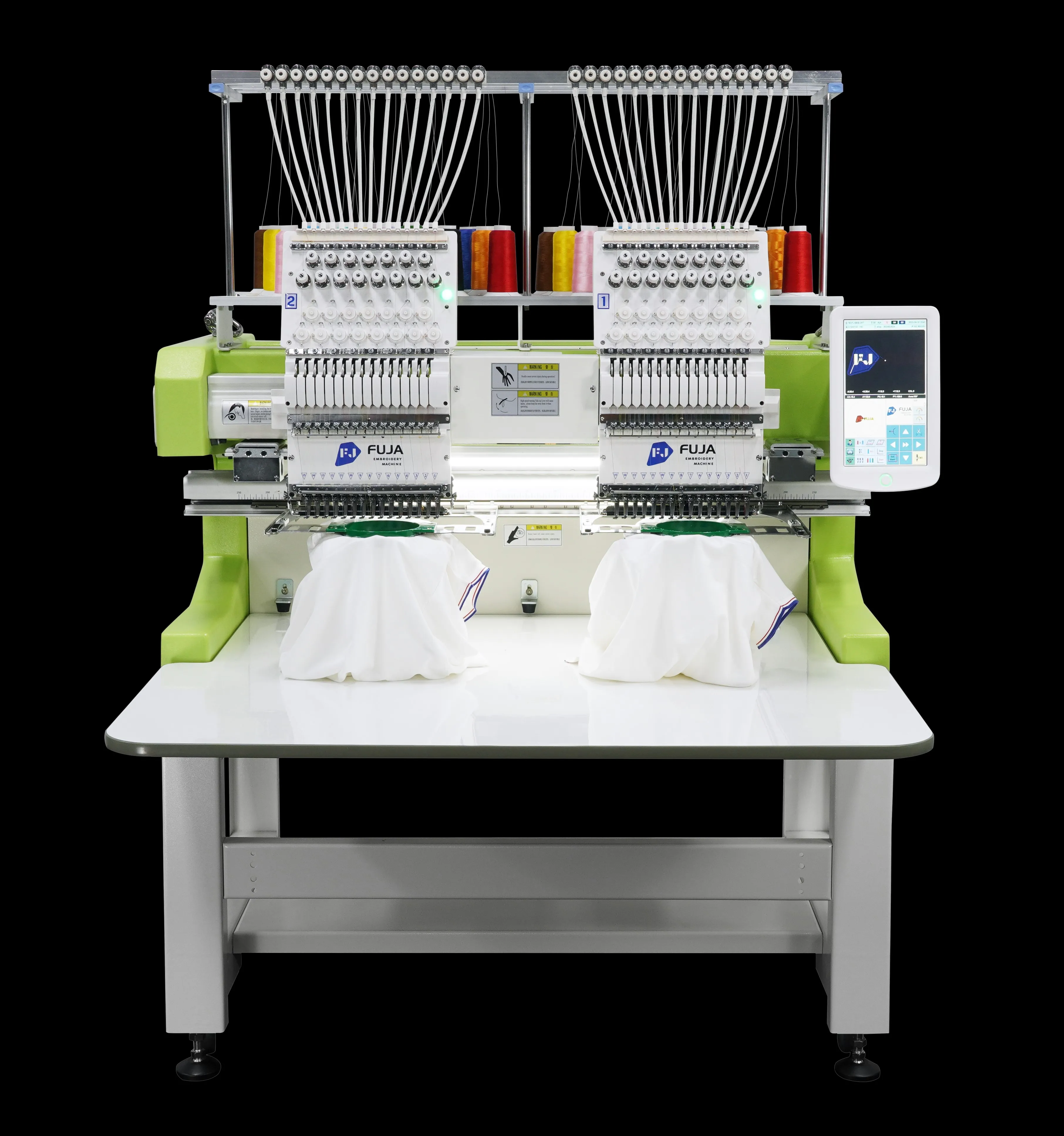 2 Heads Computerized Embroidery Machine 12 15 Needles Hat Caps T Shirt ...