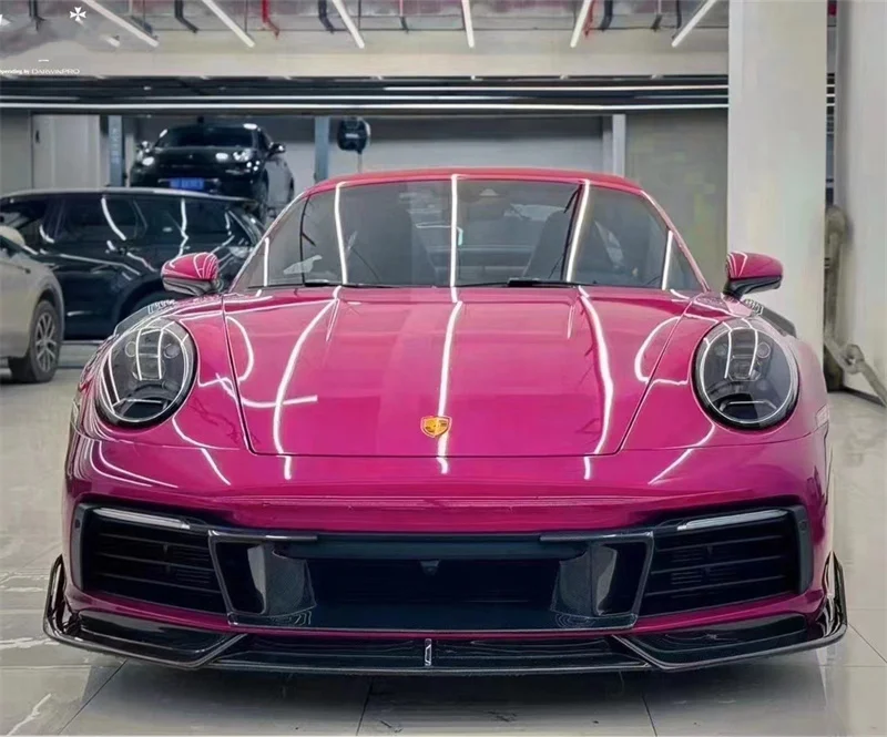 Black Light 992 Carbon Fiber Body Kit Bumper Hood Side Skirt Diffuser ...