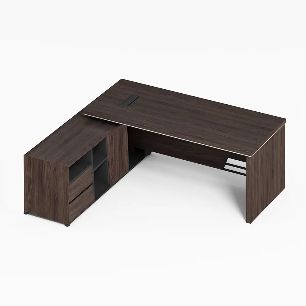 Modern Executive Office Desk Wood Walnut Office Furniture L Shape Boss ...