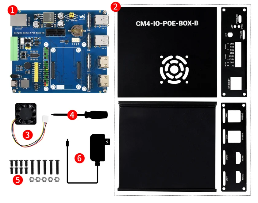Raspberry Pi Compute Module 4 IO Board With PoE Feature (Type B), for ...
