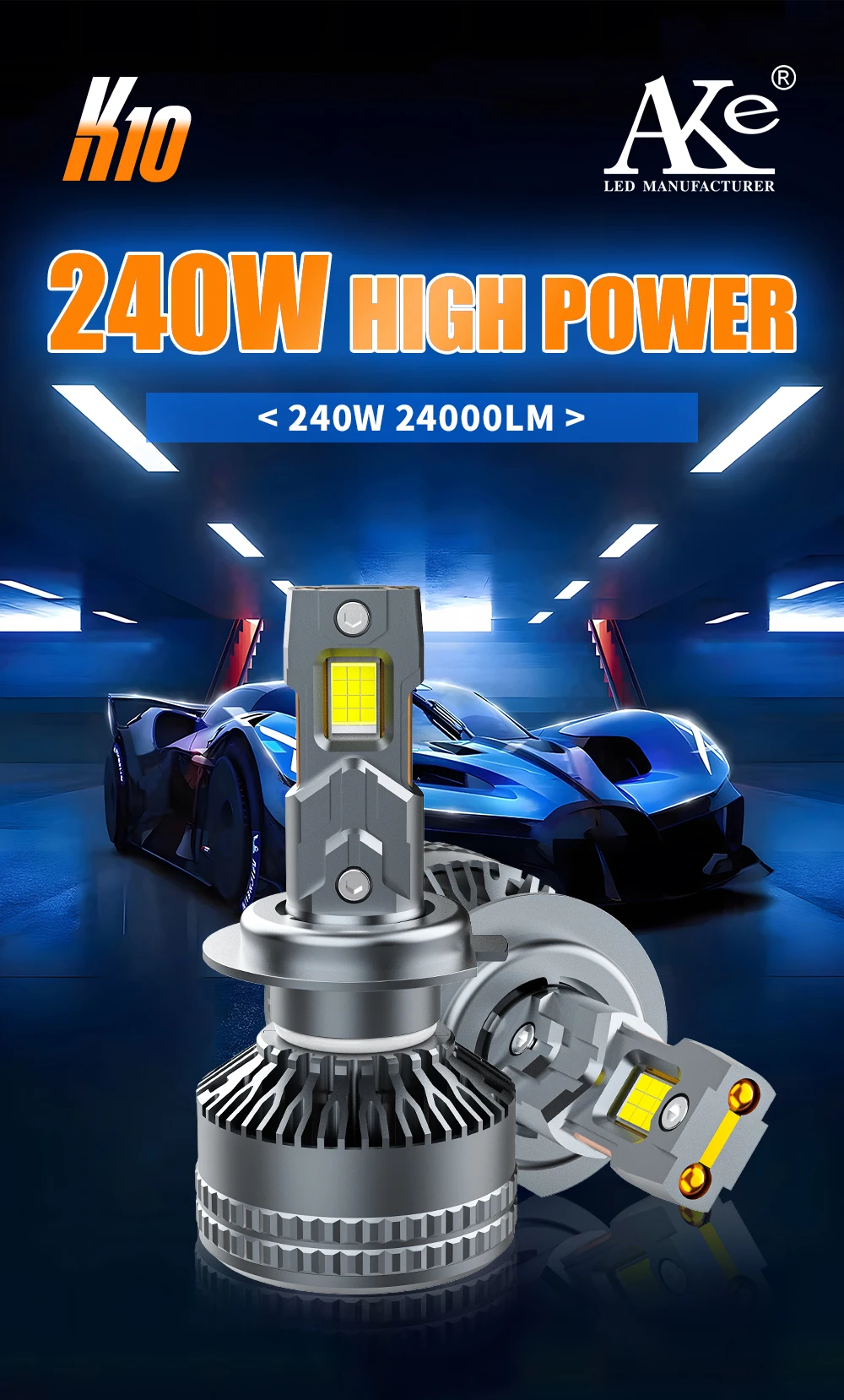 AKE K10 240W LED Headlights - Bright, Efficient, and Durable