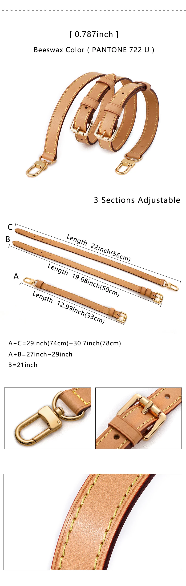 Veg Tan Leather Shoulder Strap Handles Diy Replacement Handle For ...