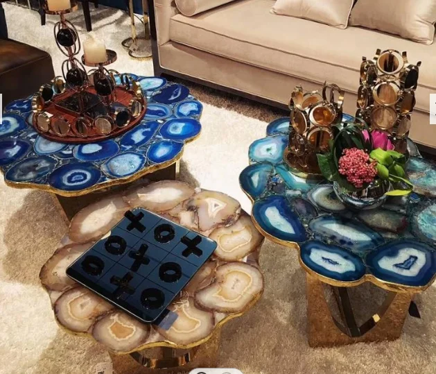 Natural Big Slabs Blue Agate Stone Translucent Slabs For Wall Panel ...