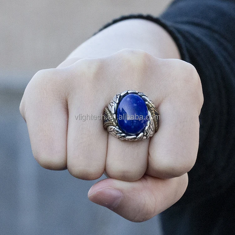 925 Sterling Silver Rings For Men With Big Stone Vintage Handmade ...