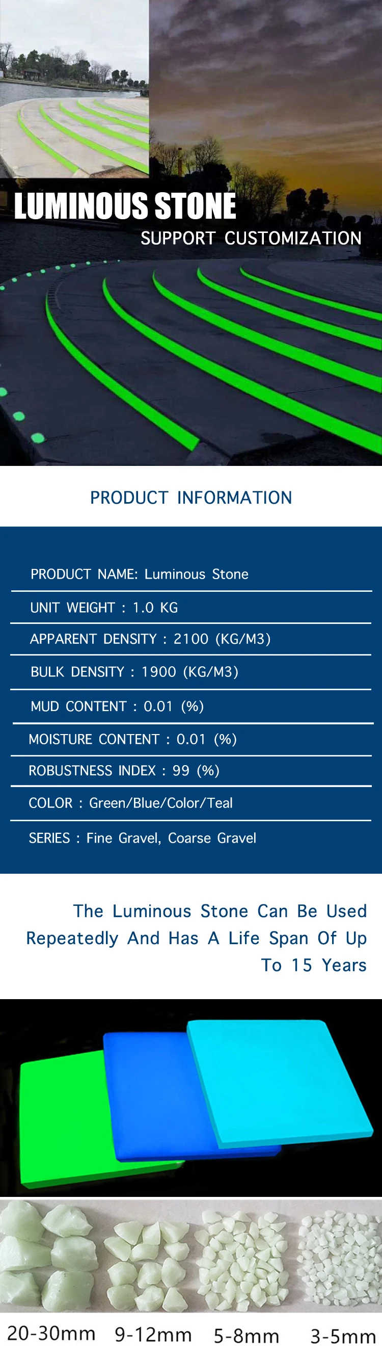 Glowing Luminous Garden Pebble Stone Fluorescent Landscaping Stone Glow ...