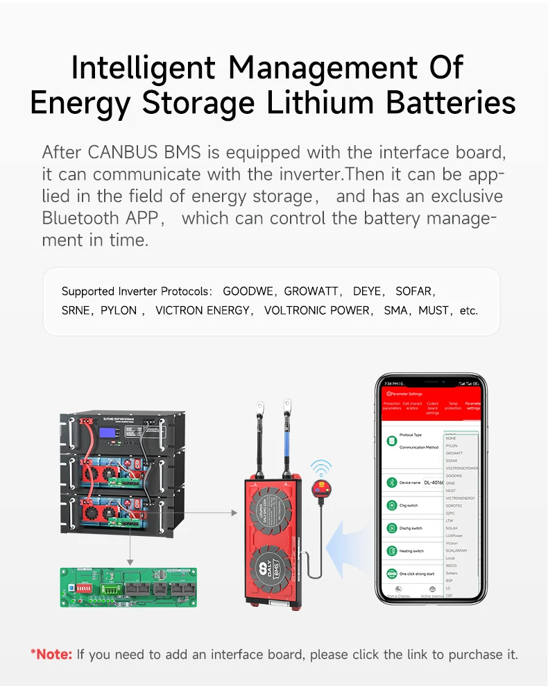 Daly Smart LFP BMS Energy Storage System Lithium Lifepo4 Battery Pack 15S 16S 48v 120A 150A 200A ...