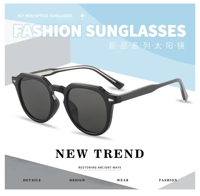 Gwtnn Oem Lunettes-soleil Rond Round Plastic Unisex Oversize Shape ...