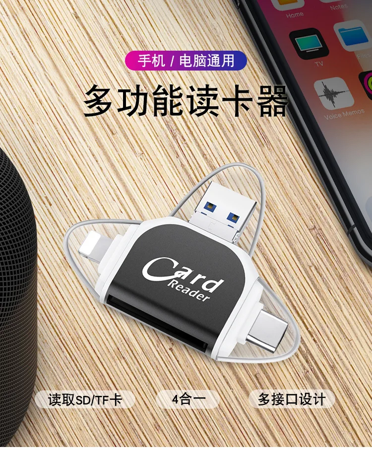 Android Micro/type-c Multifunctional Metal Four Port Two In One Card ...
