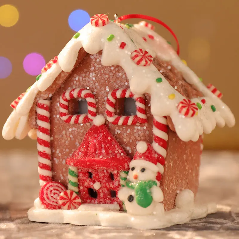 Holiday Decorative Gingerbread LED Candy House Hanging Accessory ...