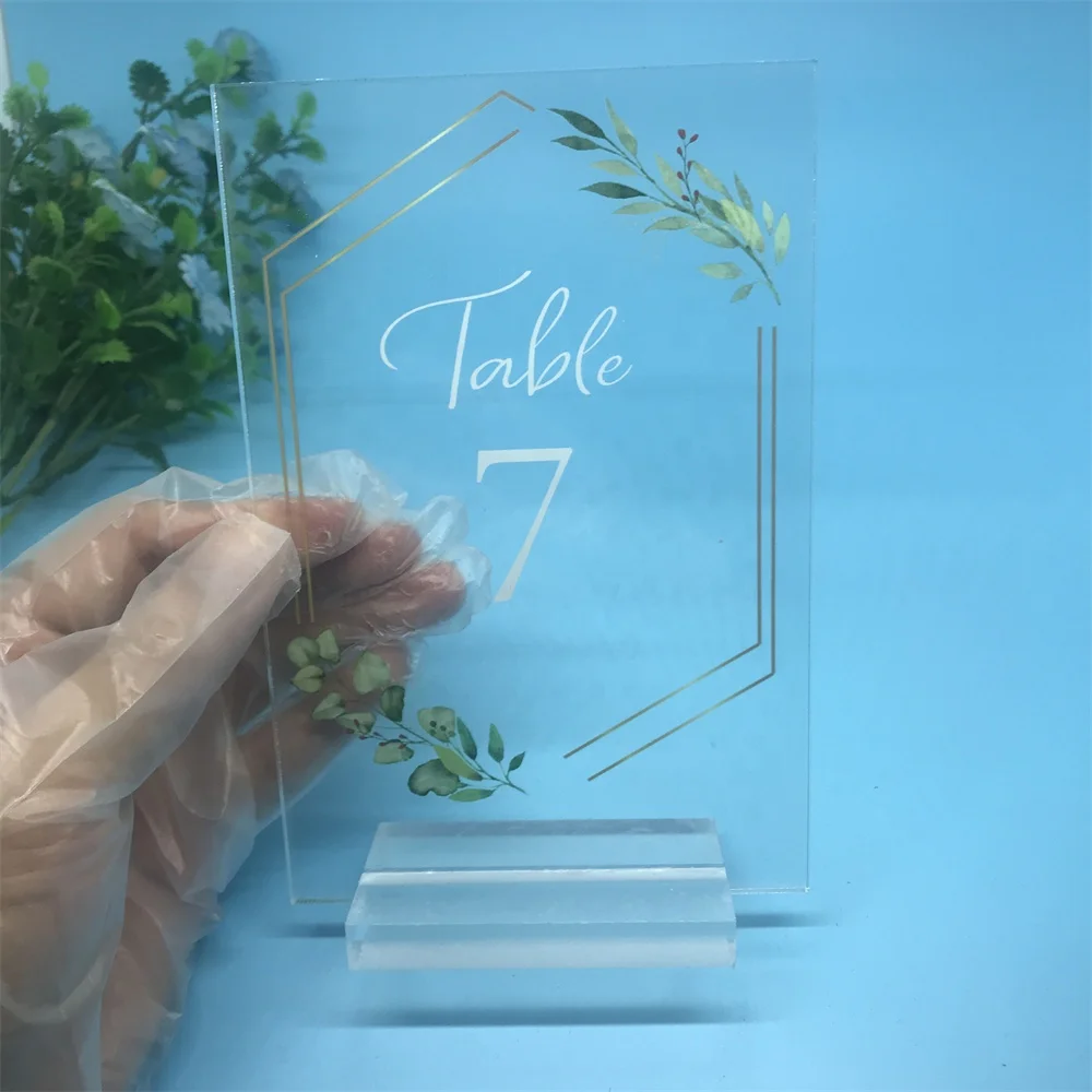 Custom Modern Clear Acrylic Table Numbers With Floral Details Luxury ...