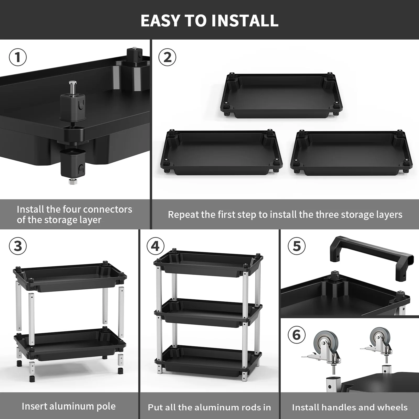 Factory Custom 3-layer Multi-function Mobile Household Storage Rack ...