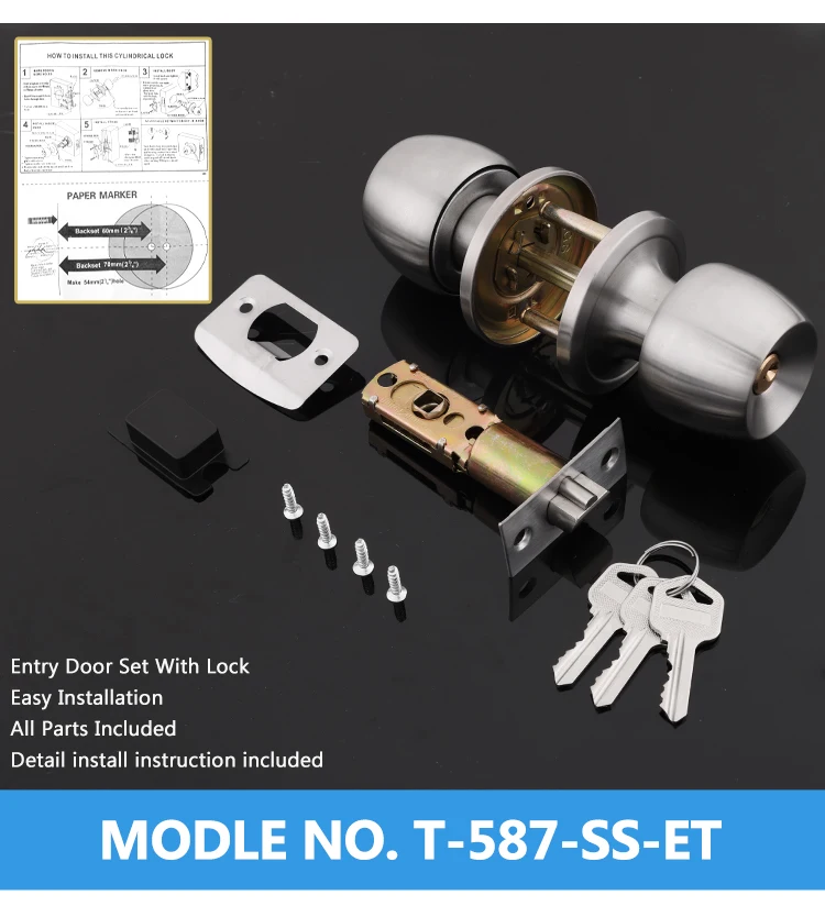 ROEASY Stainless Steel Knob Lockset - Privacy & Security