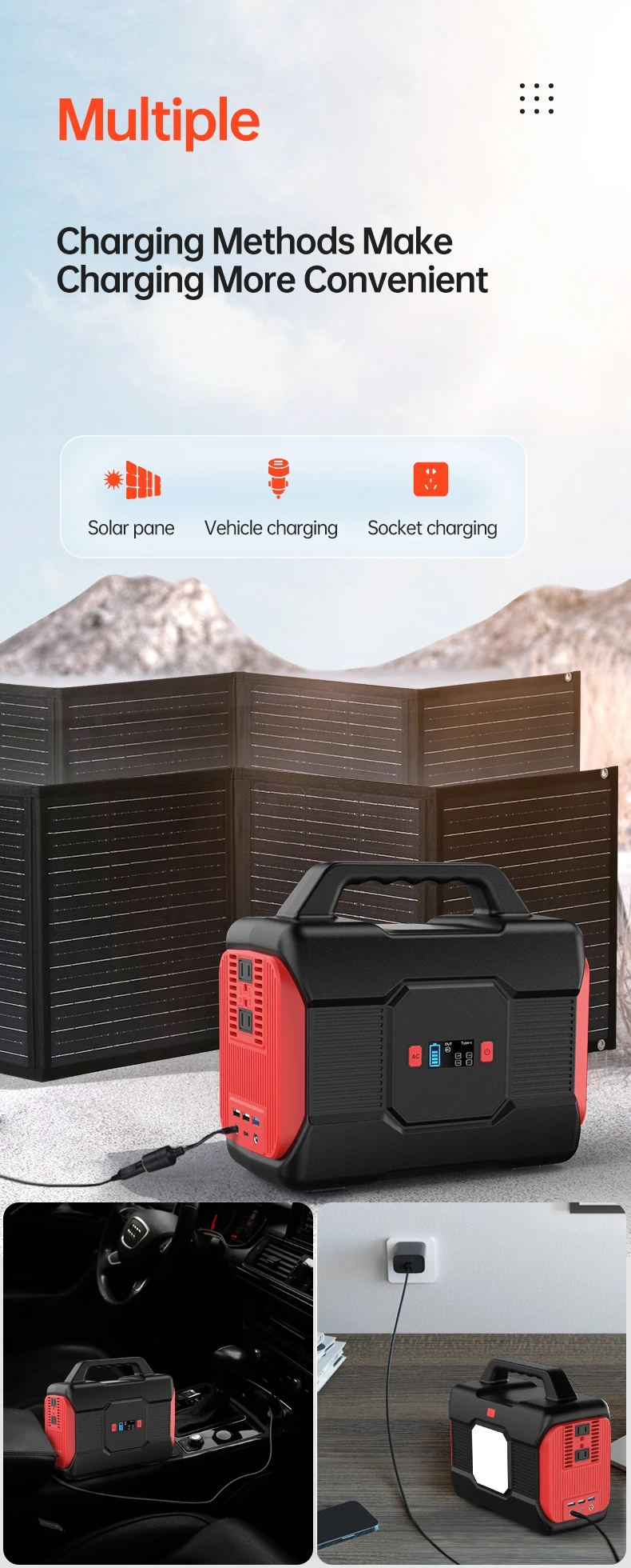 300w Portable Solar Charging Station Pure Sine Wave Power Inverter With ...