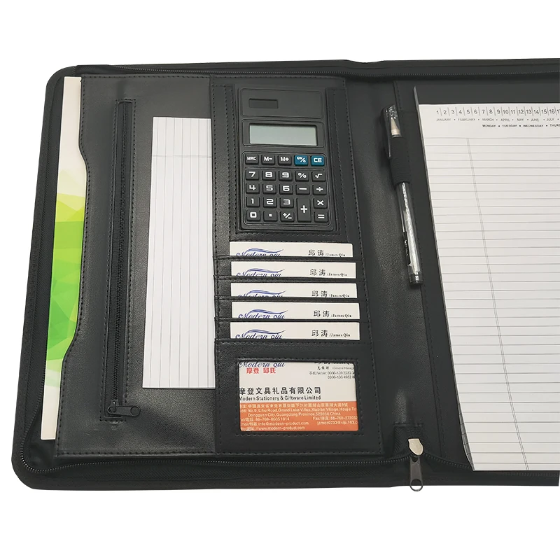 Modernqiu Zippered Leather Organizer File Folder With Notepad And ...