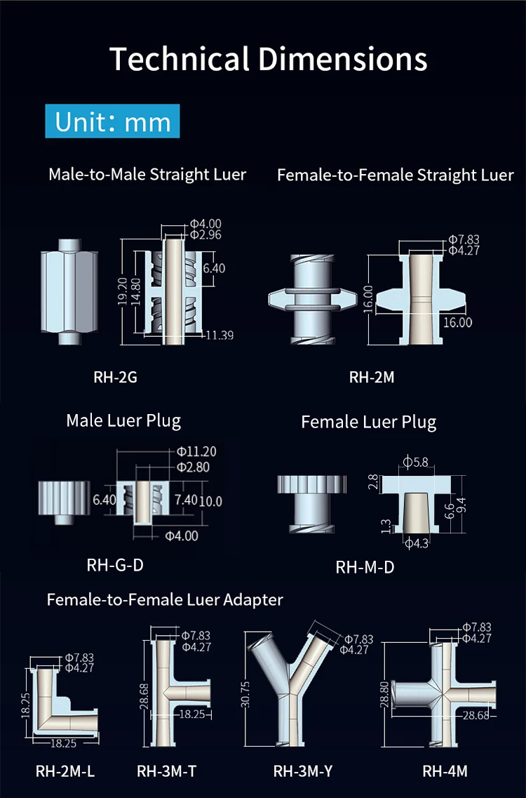 Medical Tube Connector Double Ferrule - Male Luer-Lock End