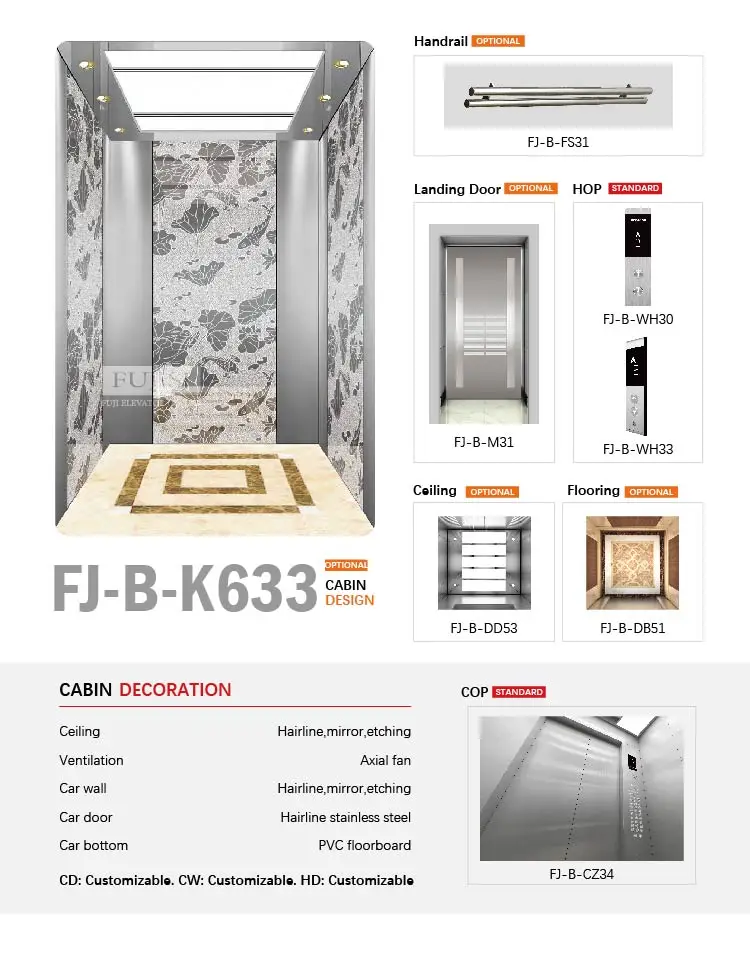 Passenger Lift Design With Modern Elevator Gearless Traction Machine Electric Lift For Stairs ...