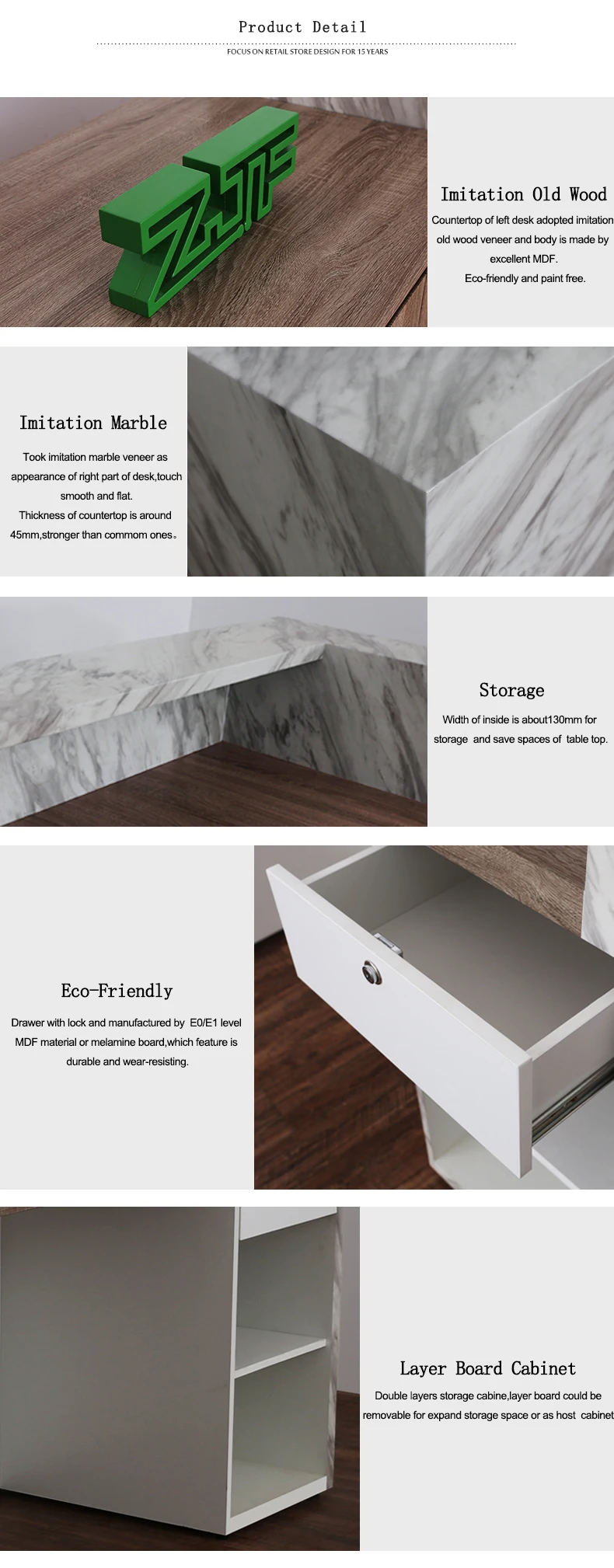 Imitate Carrara White Marble Reception Desk Table Front Counter ...