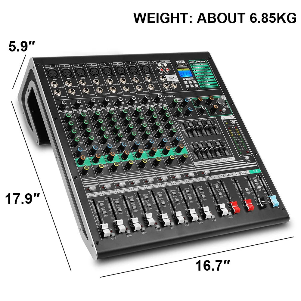 Biner DX10C 48V Phantom Power USB Audio Mixer for Stage Performance & OEM