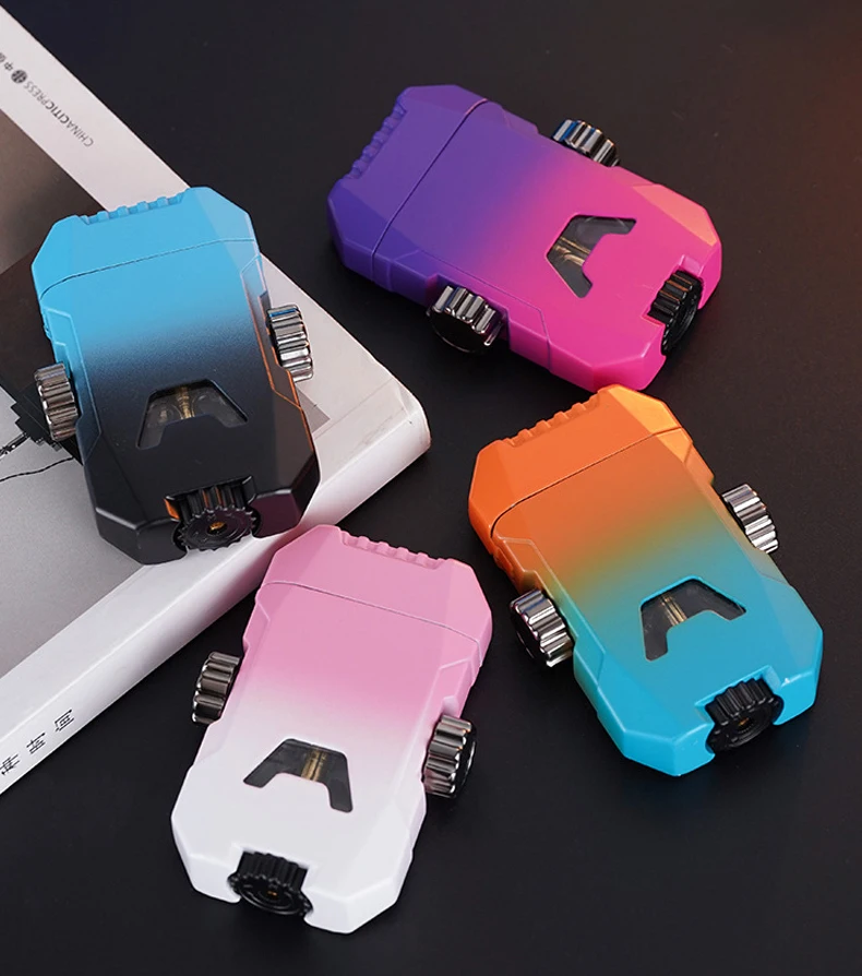 Business Gift Elegant Gyroscope Windproof Double Jet Gas Inflatable ...