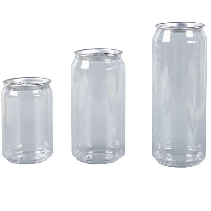 Wholesale Empty Clear Custom 250 Ml 350 Ml 500 Ml 650 Ml 750 Ml Transparent Pet Can Plastic Can ...