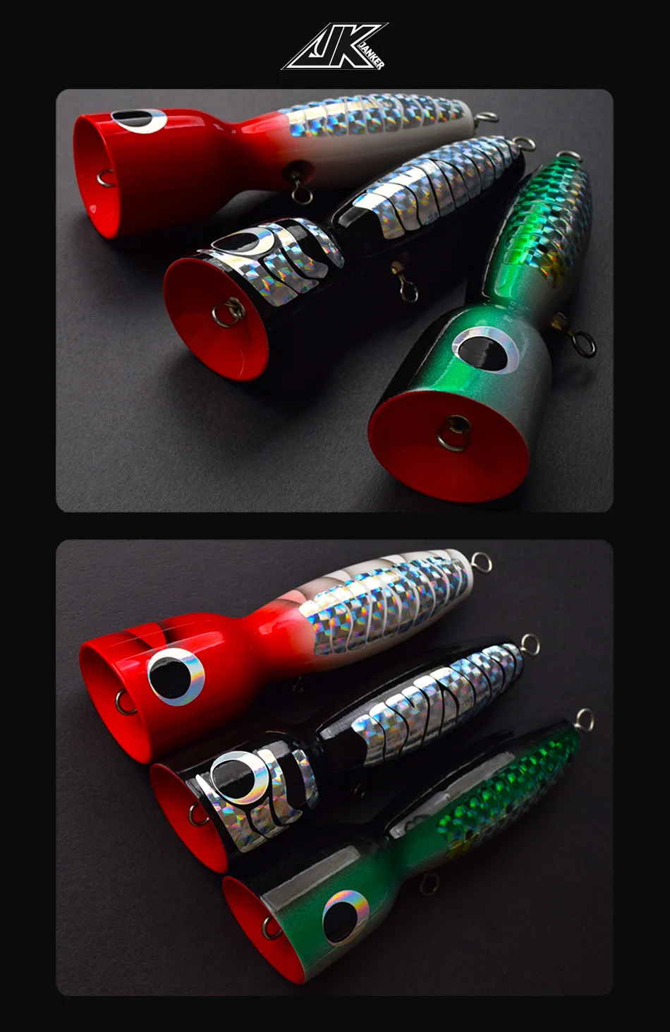 Popper Fishing Lures Artificial Hard Baits 80g Floating Wooden Fishing ...