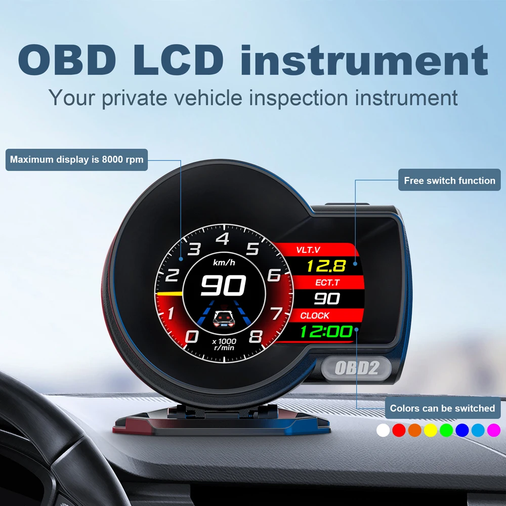 Universal OBD2+GPS Smart Gauge - Racing Max Speed HUD F8+