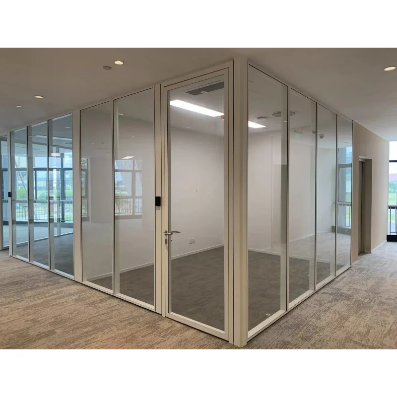 Office aluminum profile modular glass partition wall, indoor sound ...