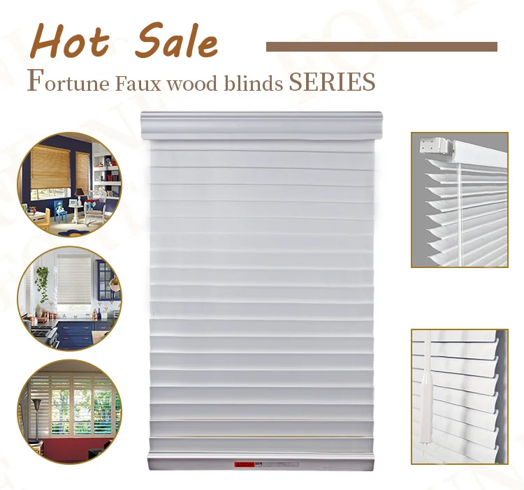 Classical Window Blinds Retractable Venetian Curtain Faux Wood Blinds ...