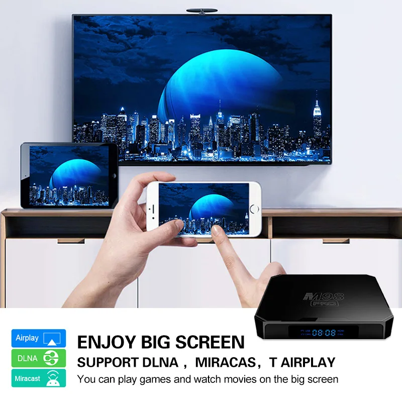 Hot Sale M98pro Tv Set-top Box 4k Hd Network Player Android 10.0 Smart ...
