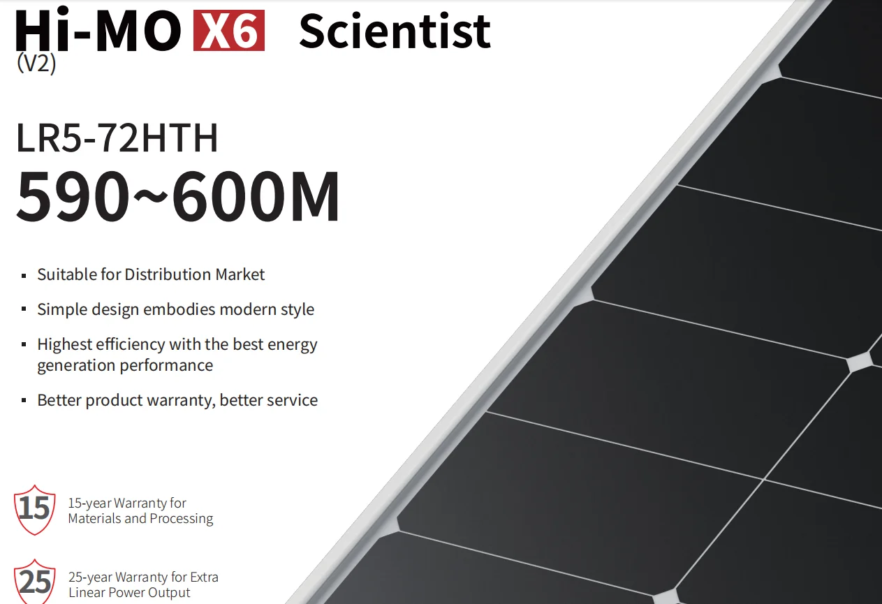 Longi Explorer LR5-72HTH 590-600M Solar Panels - Half Cell Technology