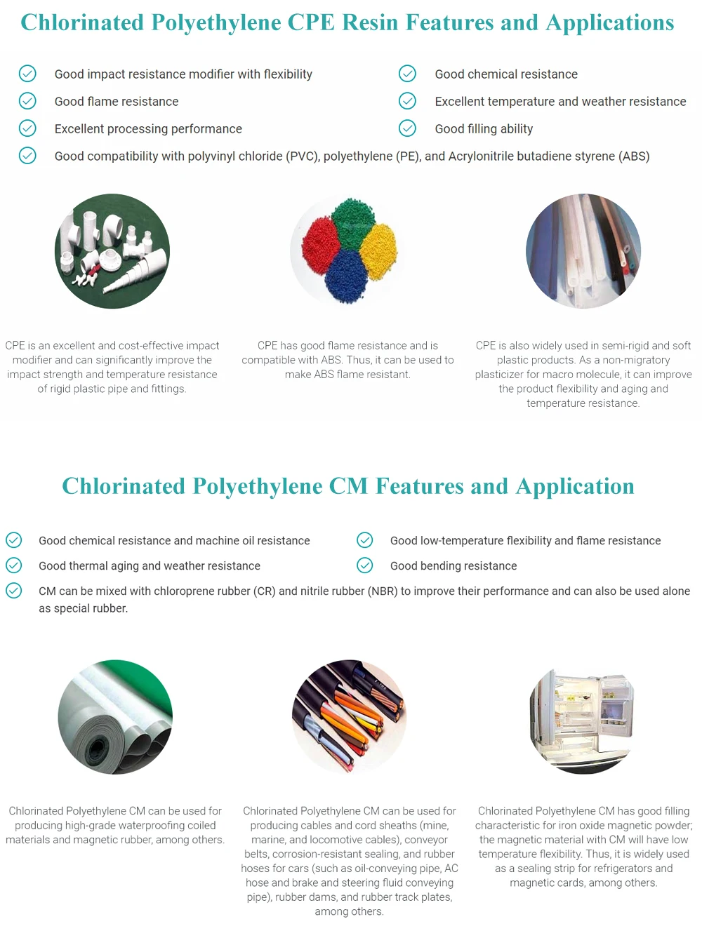 Impact Modifier Chlorinated Polyethylene Cpe Resin 135a / 135b / 130 / ...