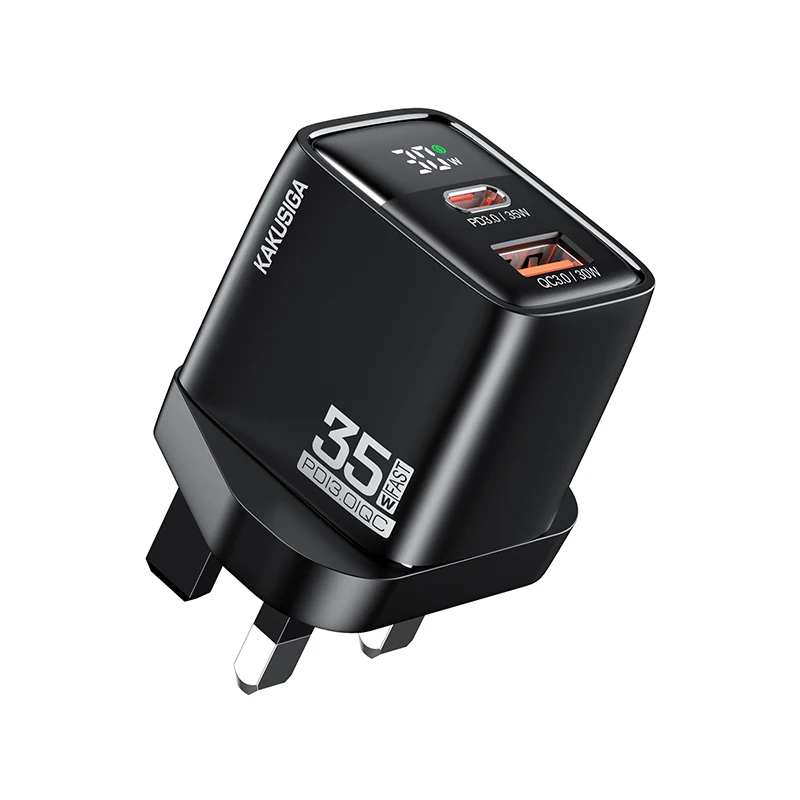 KAKUSIGA 5V3A PD35W Digital Display Charger UK Adapter QC30W Double ...