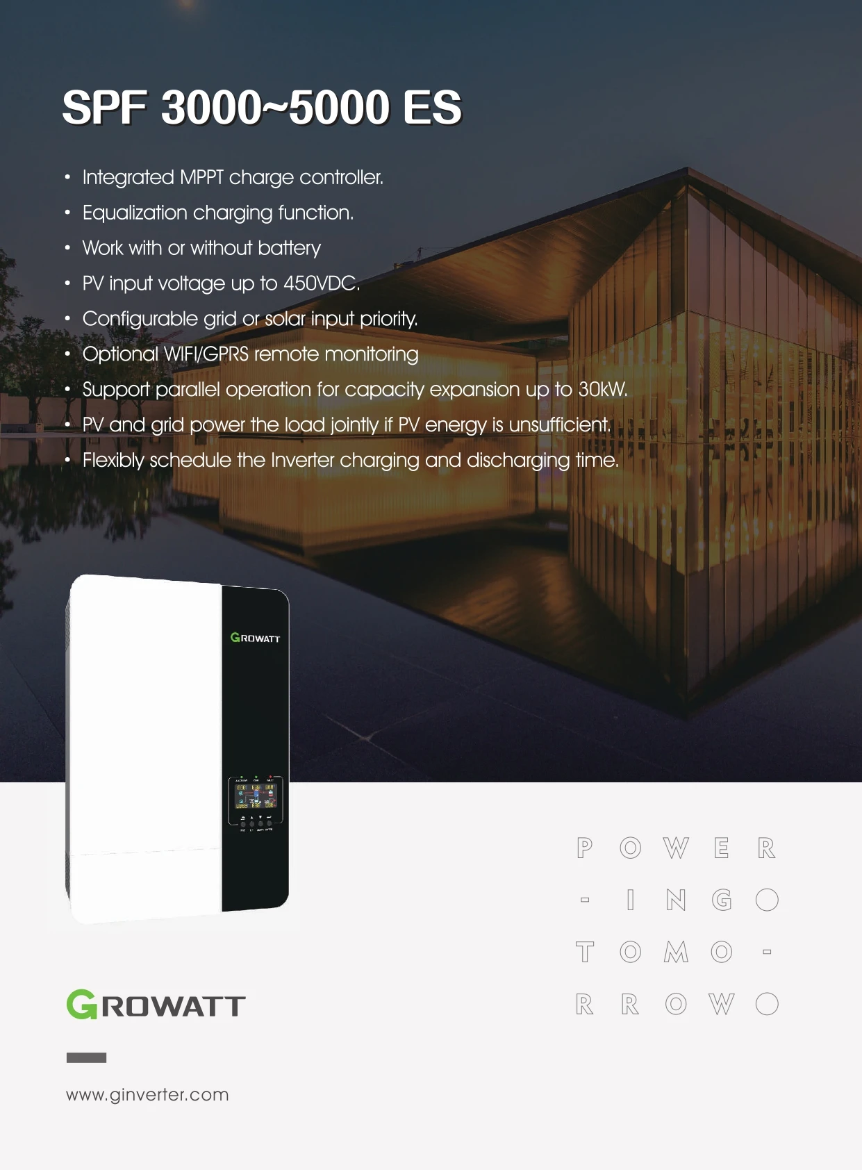 Growatt SPF5000ES - 48V 5kw off-Grid Solar Inverter for Home