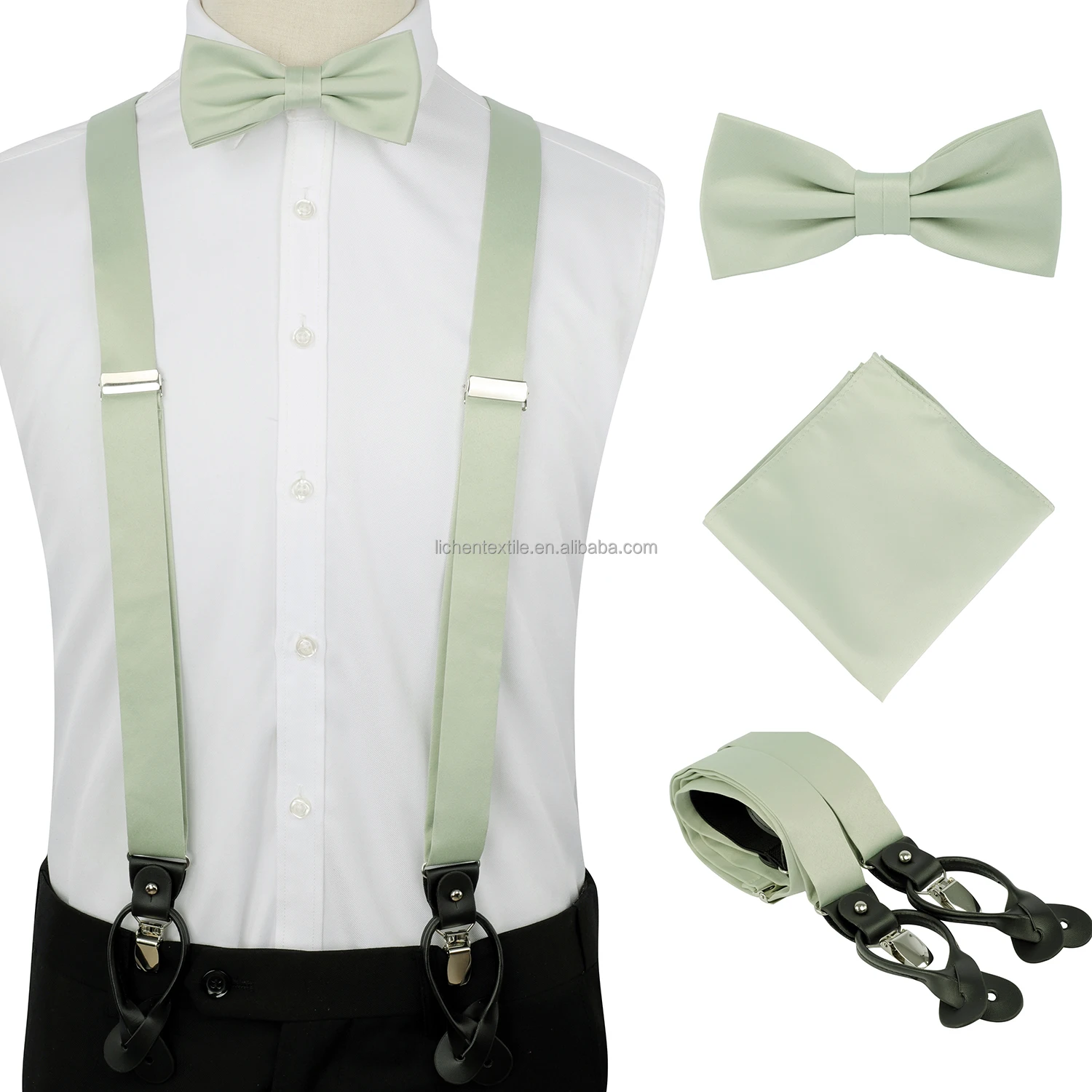 4pcs Suspenders Sets Adjustable Elasticated Y Shape Suspenders Necktie ...