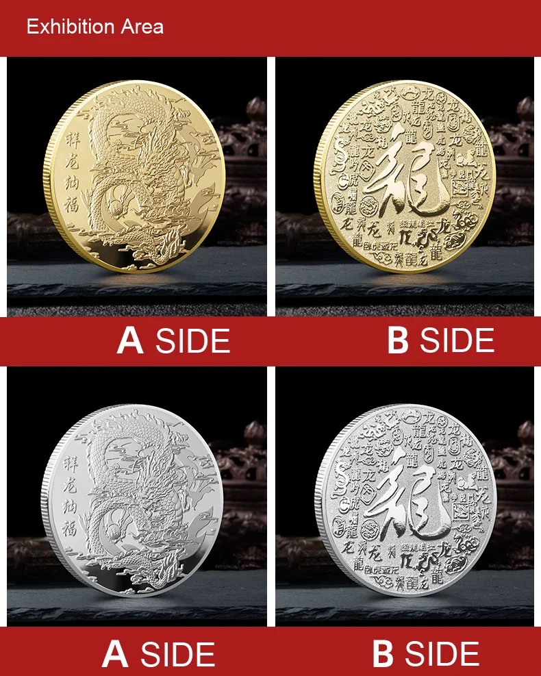 Auspicious Dragon Blessing Metal Coin Commemorative Medal Dragon ...