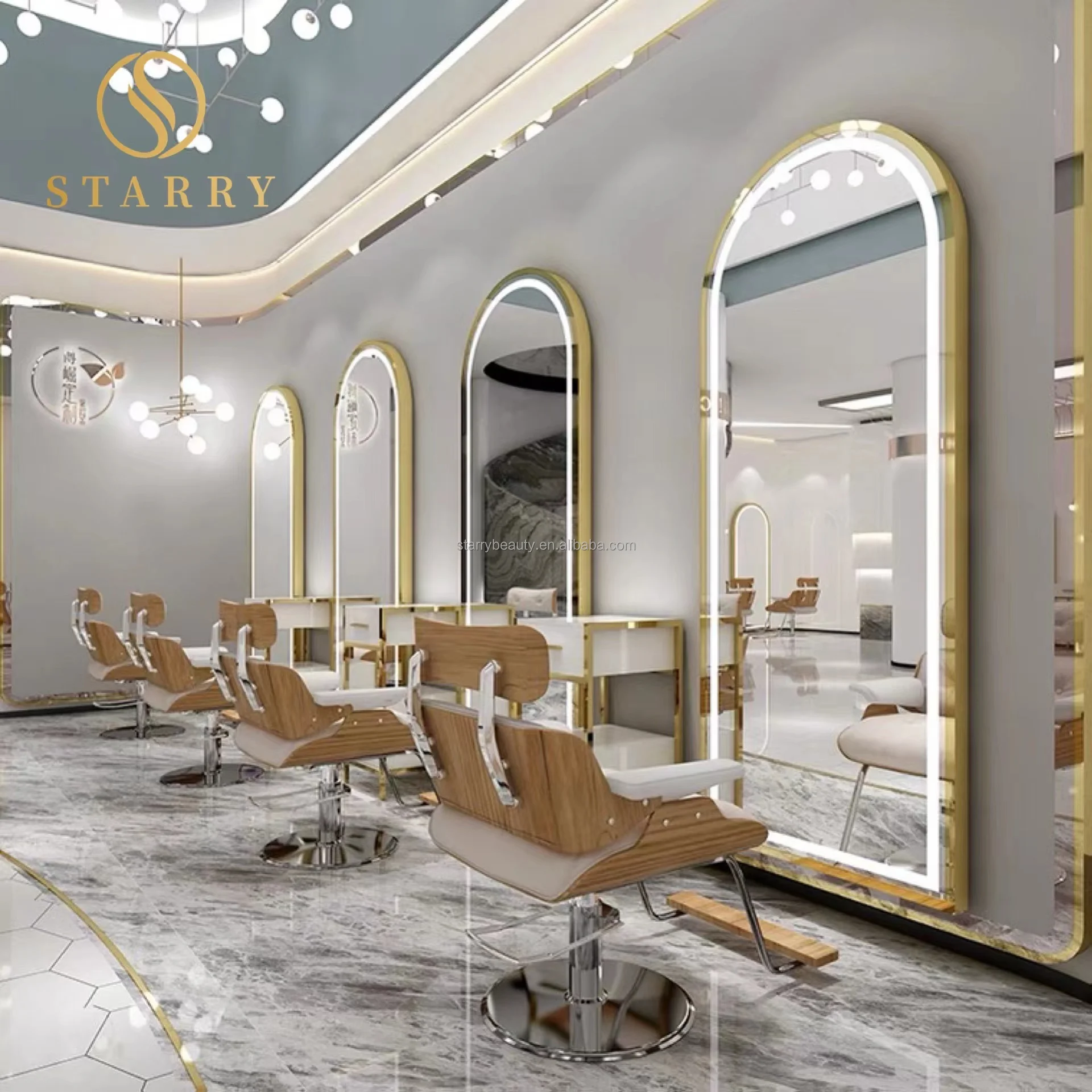 Luxury Adjustable Salon Chair & Hair Salon Mirrors Set - OEM