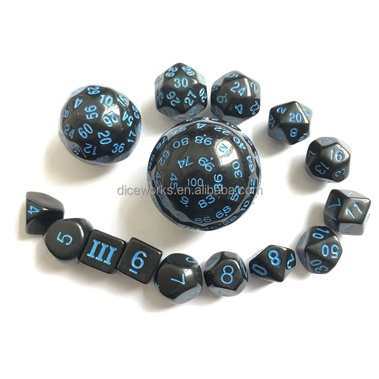 Black Dice 15 Piece Acrylic Dice Gifts And Crafts Dungeons And Dragons ...