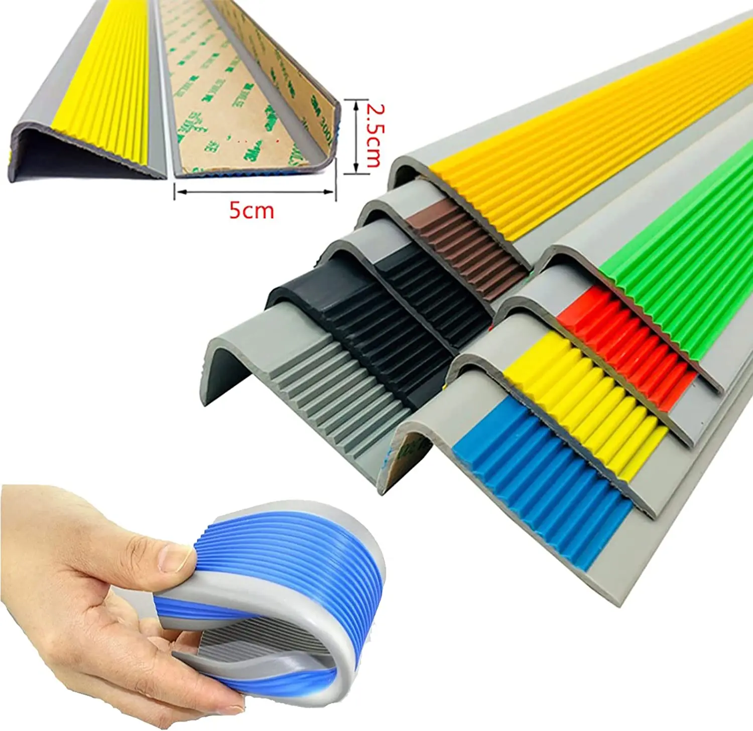 L Shaped Anti-slip Vinyl PVC Stair Edge Nosing Seal Strip Floor Stair ...